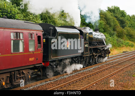 Black Five Stanier locomotive number 44932 at speed on the West Coast ...