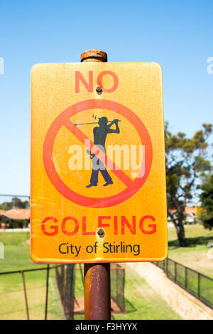 No Golfing sign in a public park in north Dublin, Ireland Stock Photo ...