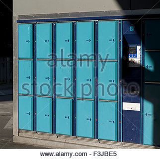 Luggage storage lockers at Krakow bus station in Kraków, Poland Stock ...