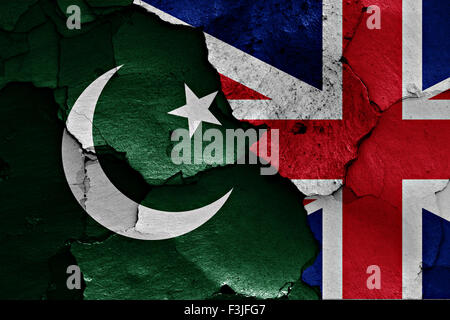 Flags of UK and Pakistan painted on cracked wall Stock Photo - Alamy