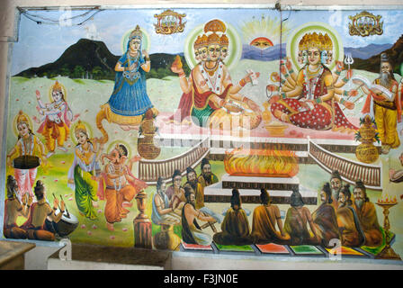 Wall painting at Brahmaji ka temple at Pushkar, Rajasthan, India, Asia ...