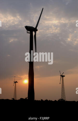 Windmills Silhouette sunset Devgad Sindhudurg Konkan Maharashtra India ...