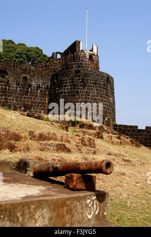 Strong bastions and rampart of Vijaydurg fort constructed by king Bhoj ...