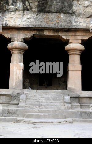 Richly stone carved pillars at Elephanta Caves Gharapuri elephanta ...