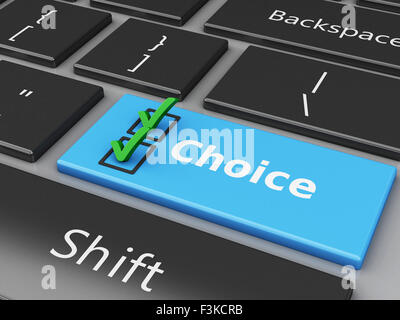 3d renderer image. Check mark on the computer keyboard Stock Photo - Alamy
