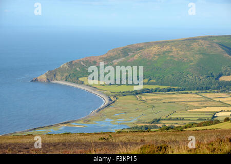Porlock Bay viewed from Hurlstone Point Exmoor National Park Somerset ...