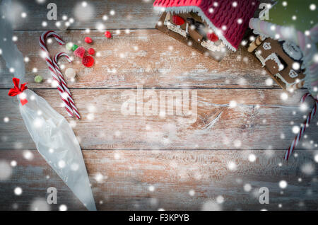 closeup of beautiful gingerbread houses on table Stock Photo - Alamy