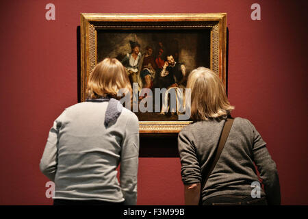 Museum workers check a painting "Tasso im Irrenhaus" by Eugene ...