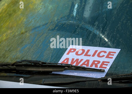Police aware Sticker on car window Stock Photo - Alamy