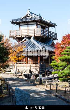 Japanese castle at Ikeda, near Osaka. The keep is constructed in the ...