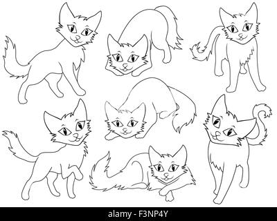 seven cute cats Stock Vector Image & Art - Alamy