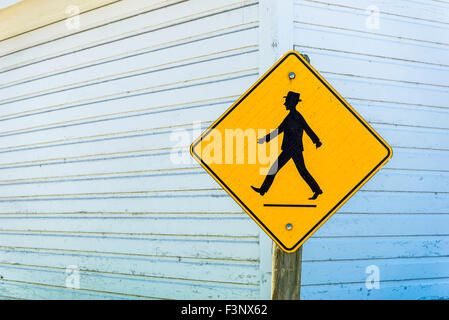 Pedestrian crossing 'walking man' sign in New York USA Stock Photo - Alamy