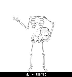 Skeleton Buddy - A funny skeleton mascot is holding an x-ray glass ...