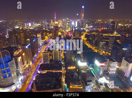 Aerial photo shows the night view of the 27th edition of the Harbin Ice ...
