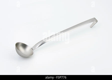 silver soup ladle on white background Stock Photo - Alamy