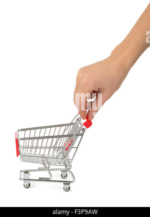 Humans hand holding shopping cart Stock Photo - Alamy