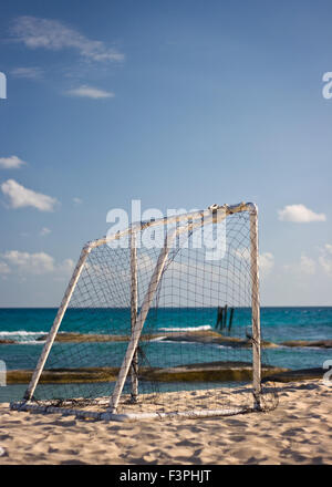 Goal, goalposts on beach. Beach football Stock Photo - Alamy