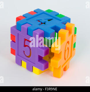 Colorful toy cube of numbers with white background Stock Photo - Alamy