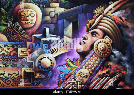 Contemporary Painting Of An Inca Warrior and Modern-day Peruvian Man ...