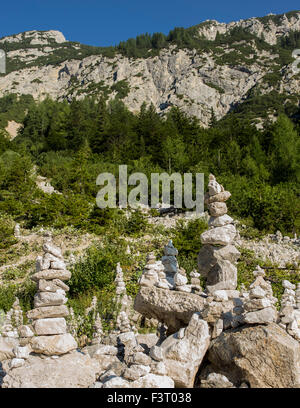 Stacked rock tower in nature, man made Stock Photo - Alamy