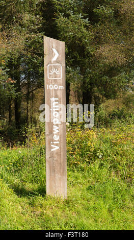 Viewpoint sign in rural wooded area with grass and trees indicating 180 ...