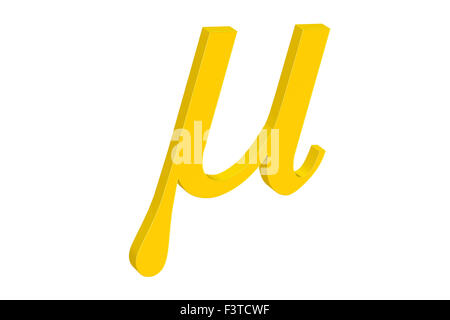 Golden Greek letter Mu, 3D rendering isolated on white background Stock ...