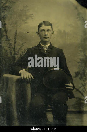 Dapper Man in Bowler Hat With Cane, Portrait, Circa 1900 Stock Photo ...