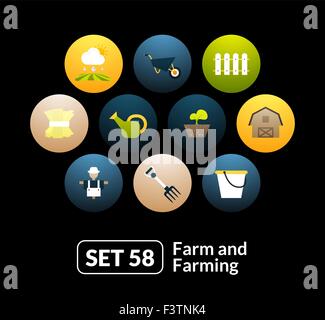 Set of Agriculture and Farming Color Icons. Vector farmers market icons ...
