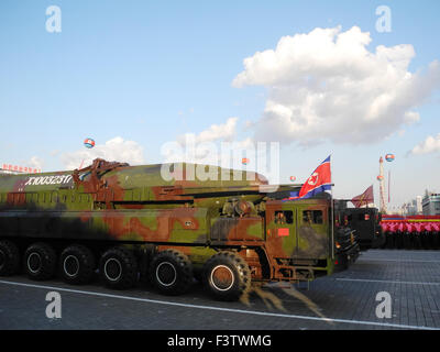 A KN-08 intercontinental ballistic missile is displayed during a ...