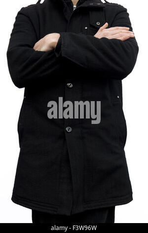 Man in jacket with his arms folded across chest Stock Photo - Alamy