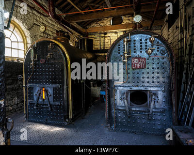 Boiler on Watt type beam engine inside Leawood Pump House built in 1849 ...