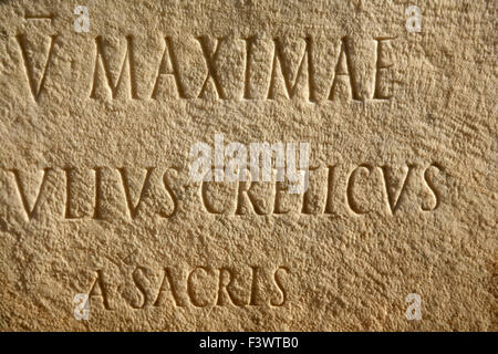 Latin inscription carved into stone tablet Stock Photo - Alamy