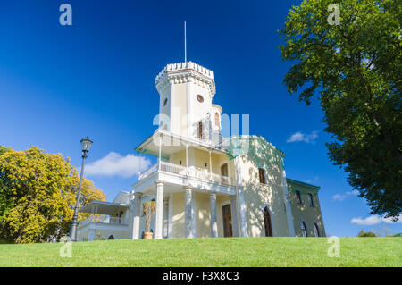Wide angle view of Keila-Joa waterfall with historical watermill ...