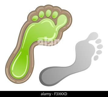 Foot print icon. Barefoot and step, human sole, leg and finger. Vector ...