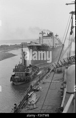 1959, Manchester Ship Canal from SS Georgidore, showing SS Manchester ...