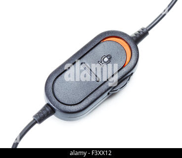 Black headphones volume control isolated over white background Stock ...