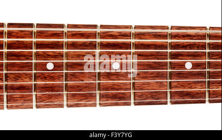 electric eight-string guitar fretboard, isolated on white Stock Photo ...