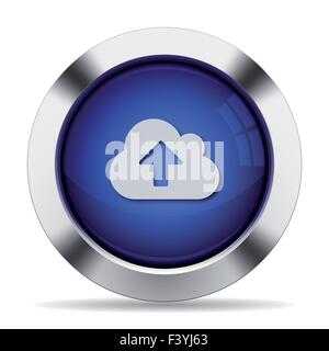 Blue glossy steel cloud upload button Stock Vector Image & Art - Alamy