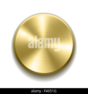 Realistic Brushed Metal Button with abstract cloud and arrows. Isolated ...