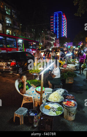 Night market, Yangon (Rangoon), Yangon Region, Myanmar (Burma), Asia ...