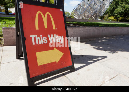 A-frame sign for McDonalds on sidewalk - USA Stock Photo - Alamy