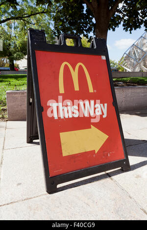 A-frame sign for McDonalds on sidewalk - USA Stock Photo - Alamy