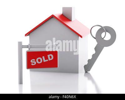 sold house sign on white background Stock Photo - Alamy