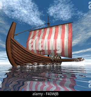3d Illustration of a viking ship drakkar at sea Stock Photo - Alamy