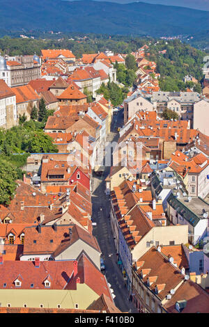 Aerial view of the rooftops of Radiceva Street in Zagreb, Croatia Stock ...