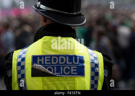 A Welsh police officer looks on at an event. The police force in Wales ...