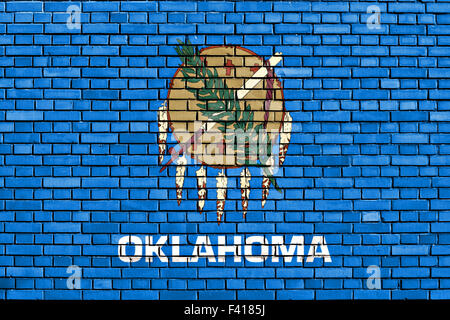 Flag of Oklahoma on brick wall texture background Stock Photo - Alamy