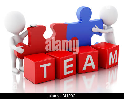 3d white people work together. Team concept Stock Photo - Alamy