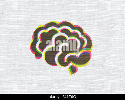 Healthcare concept: CMYK Brain on linen fabric texture background Stock ...
