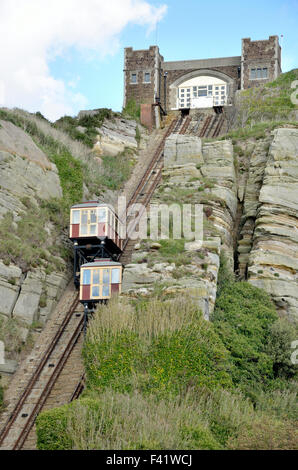 East Cliff Lift funicular railway in the coastal seaside resort of ...
